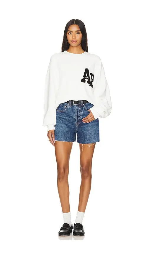 ANINE BING Miles Letterman Sweatshirt - Off White