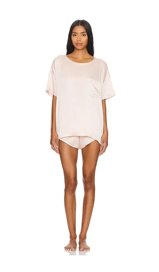 Lunya Washable Silk Tee Short Set - Delicate Pink