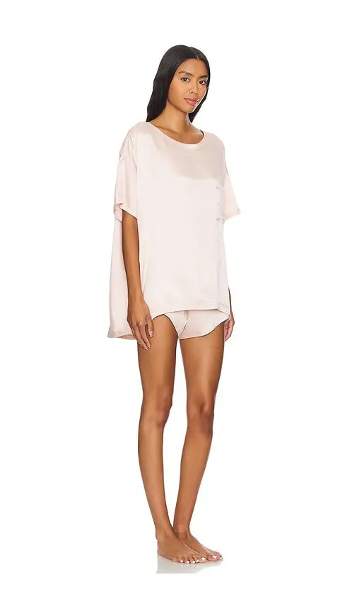 Lunya Washable Silk Tee Short Set - Delicate Pink