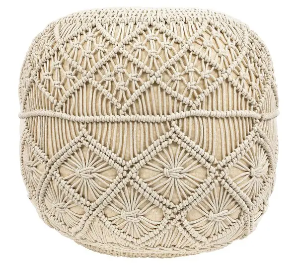 NORTHLIGHT Cream Macrame Round Natural Cotton Ouf - One-color