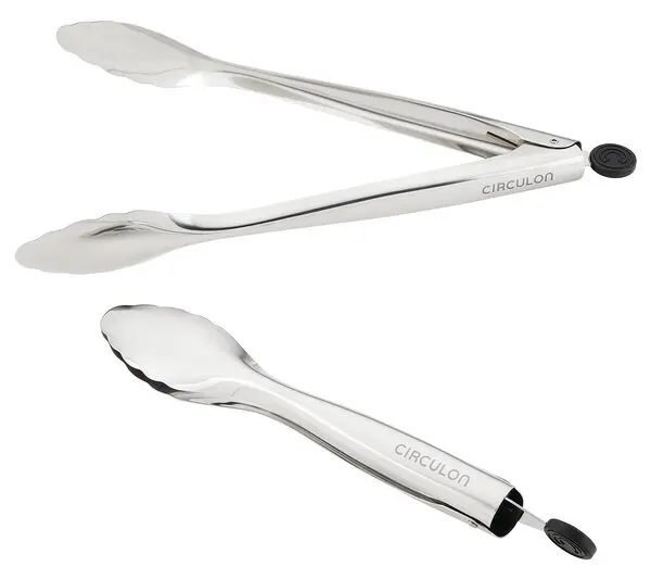 CIRCULON Stainless Steel Kitchen Tongs Set, 2 P Iece - Silver