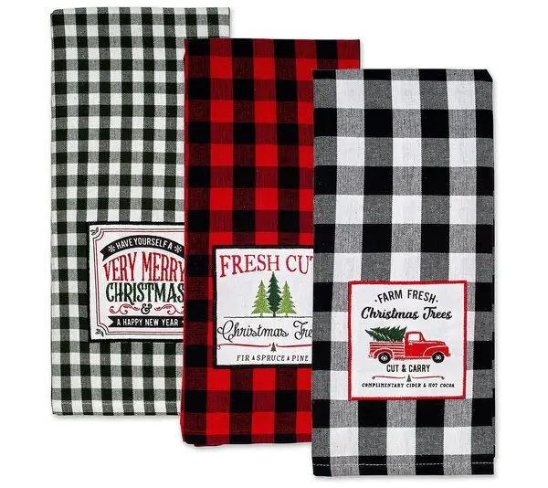DESIGN IMPORTS Set Of 3 Assorted Christmas Tree Farm Embellish - One-color