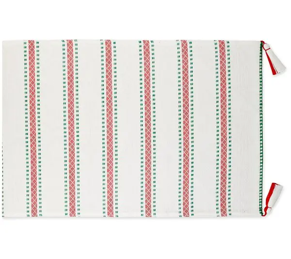 DESIGN IMPORTS Joyful Snowflakes Reversible Tab E Runner 14x72