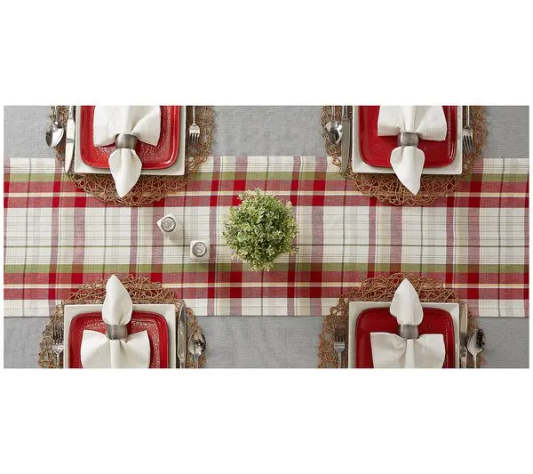 DESIGN IMPORTS Orchard Plaid Table Runner 14x72