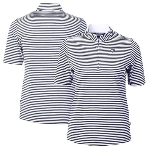 Cutter & Buck Toronto Blue Jays Virtue Eco Pique Stripe Top - Navy