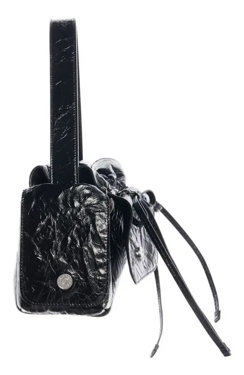 Acne Studios Multipocket Crinkled Leather Baguette - Black