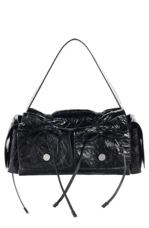 Acne Studios Multipocket Crinkled Leather Baguette - Black