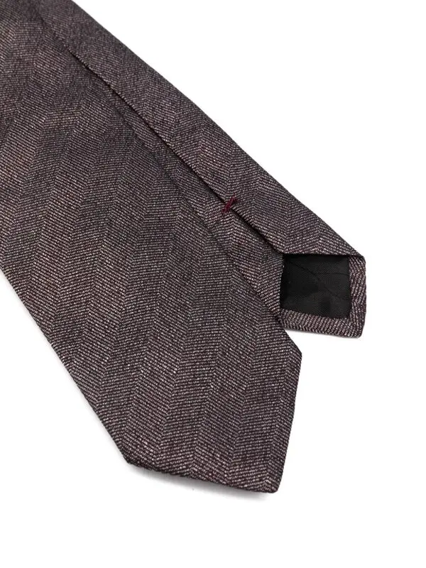 LANVIN Herringbone-pattern Silk Neck Tie - Red