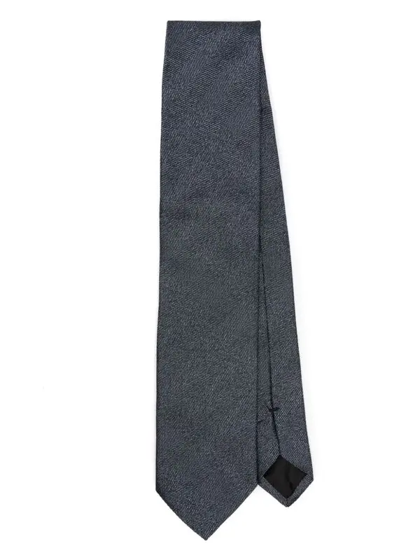 LANVIN Herringbone-pattern Neck Tie - Blue