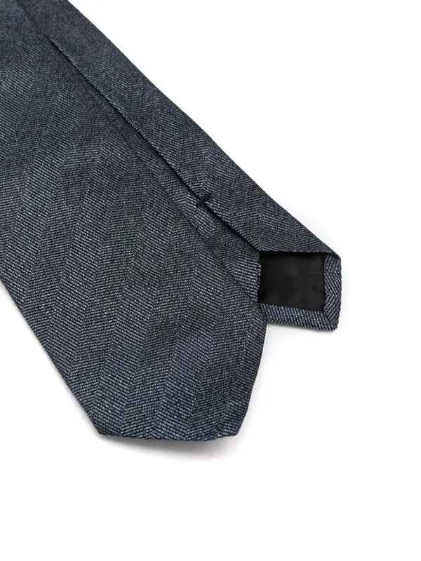 LANVIN Herringbone-pattern Neck Tie - Blue