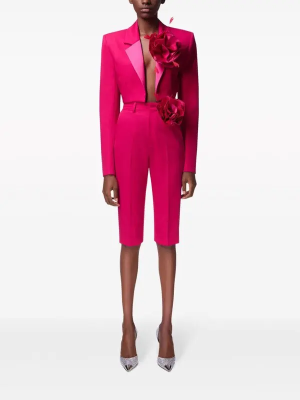 AREA Flower Appliqué Tailored Shorts