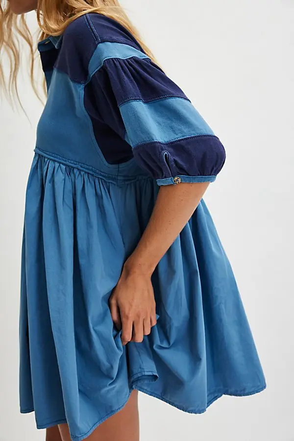 Free People Remi Rugby Mini Dress In Blue Heaven Combo - 53% Off |  Editorialist