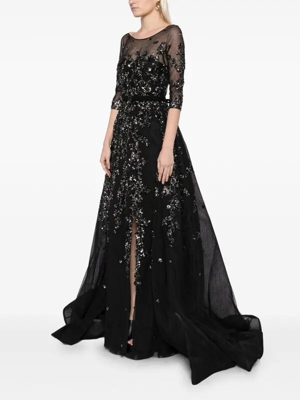 SAIID KOBEISY Sequin-embellished Tulle Gown - Black