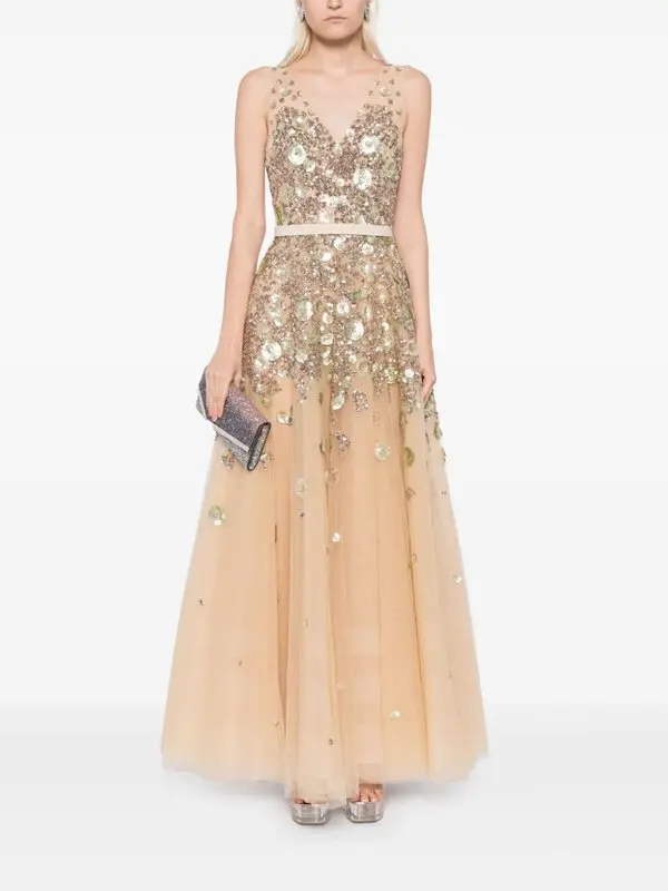 SAIID KOBEISY Beaded Tulle Gown