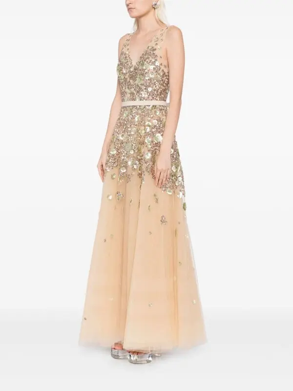 SAIID KOBEISY Beaded Tulle Gown