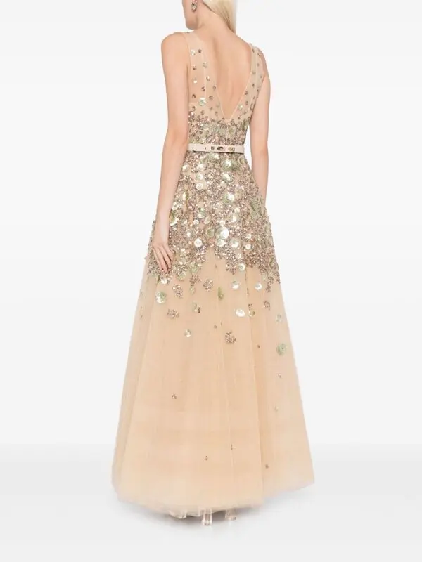 SAIID KOBEISY Beaded Tulle Gown