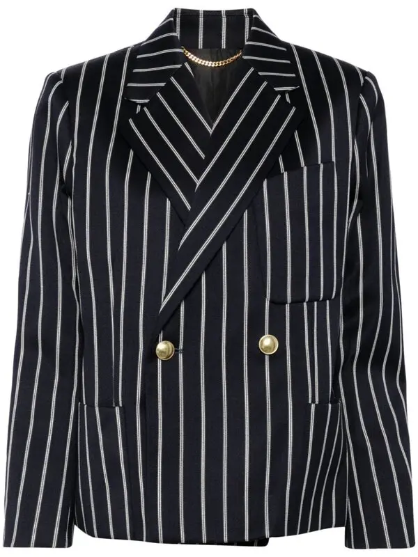 Victoria Beckham Cropped Double-breasted Striped Jacket