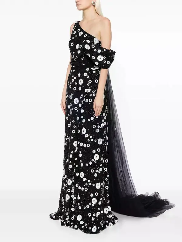 SAIID KOBEISY Tulle Off-shoulder Gown