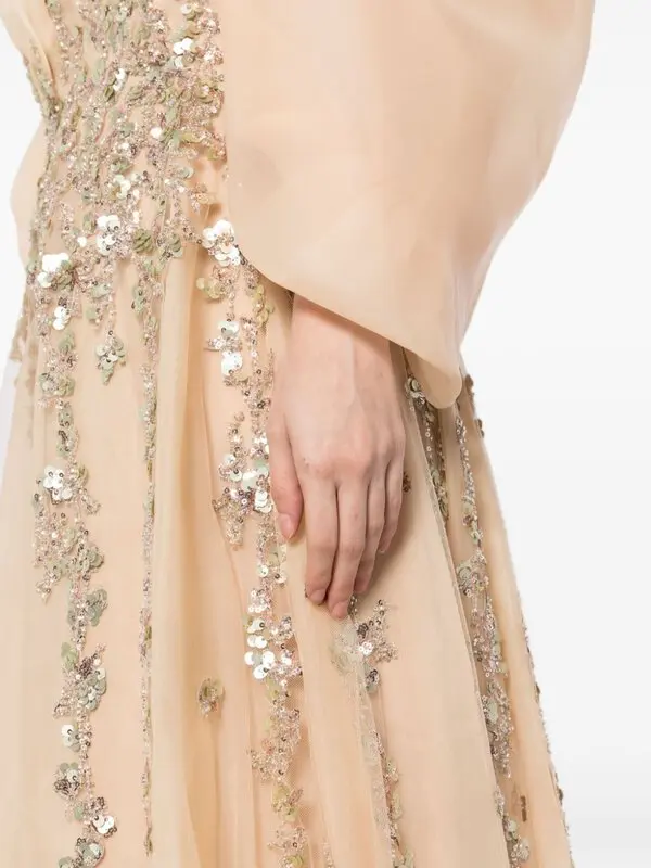 SAIID KOBEISY Off-shoulder Beaded Long Dress