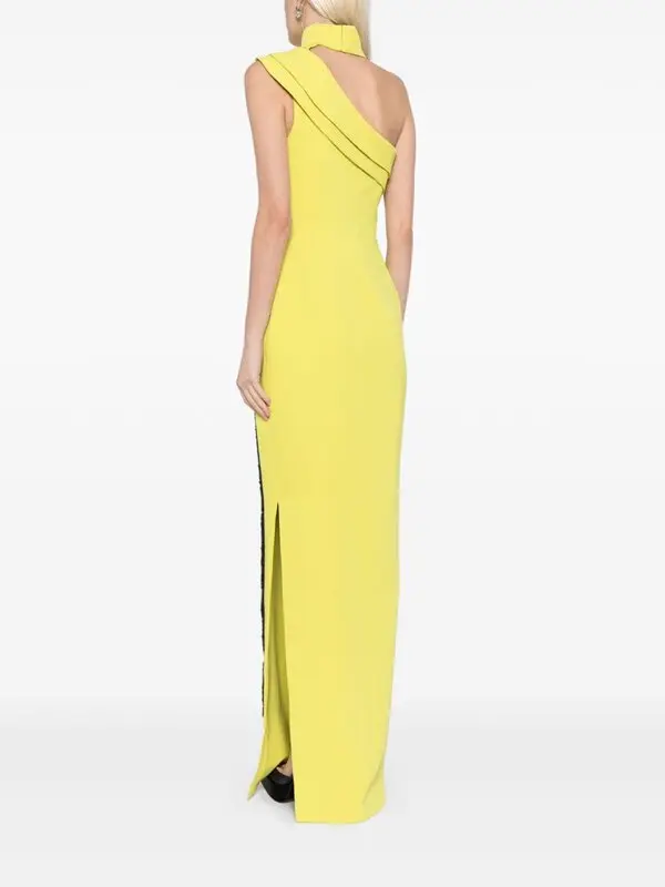 SAIID KOBEISY Bead-embellished One-shoulder Gown - Green