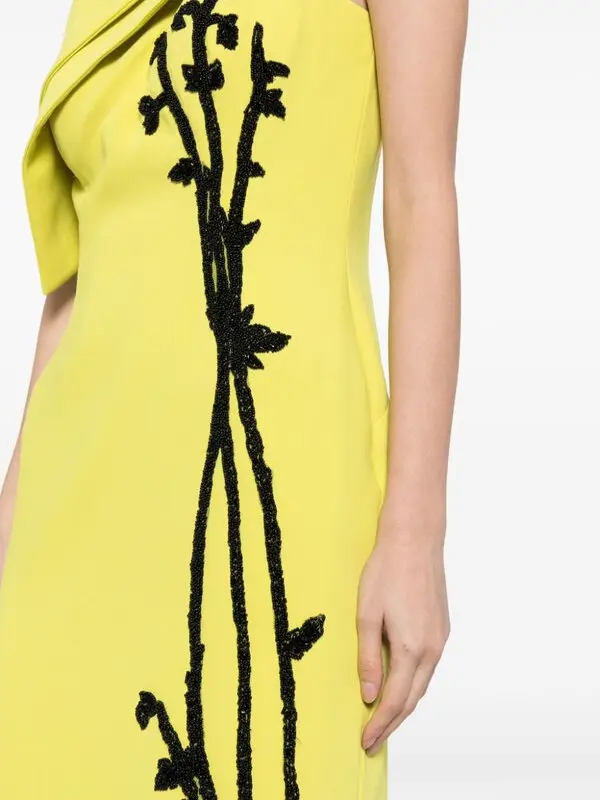 SAIID KOBEISY Bead-embellished One-shoulder Gown - Green