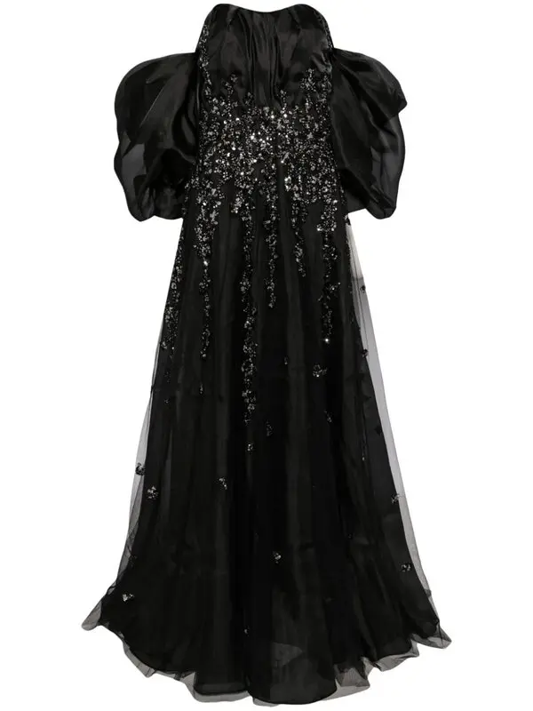 SAIID KOBEISY Bead-embellished Organza Gown