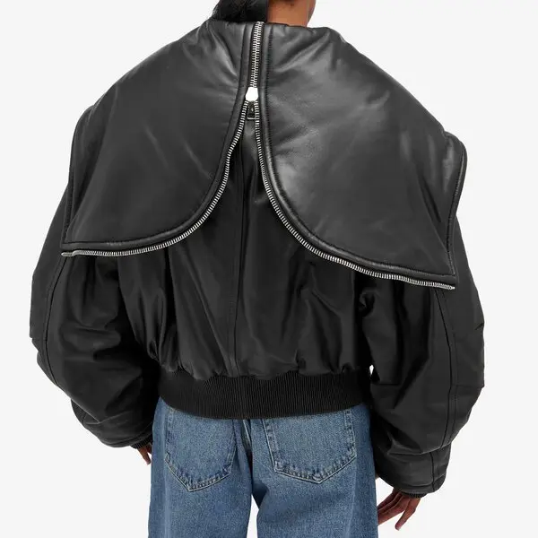 ATTICO 24AW アウターその他 ブラック系 Attico Oversized Leather Bomber Jacket In Black - 50% Off