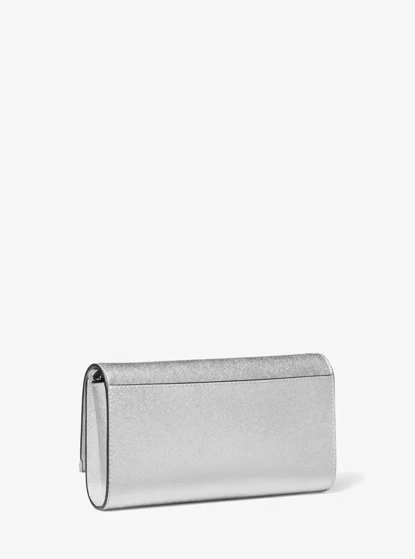 Michael Kors Mona Large Metallic Saffiano Leather Clutch