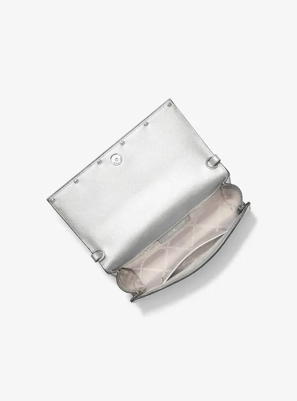Michael Kors Mona Large Metallic Saffiano Leather Clutch