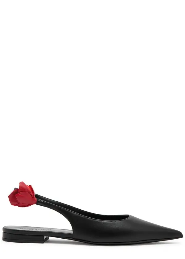 Magda Butrym Leather Slingback Flats With Floral Embellishment