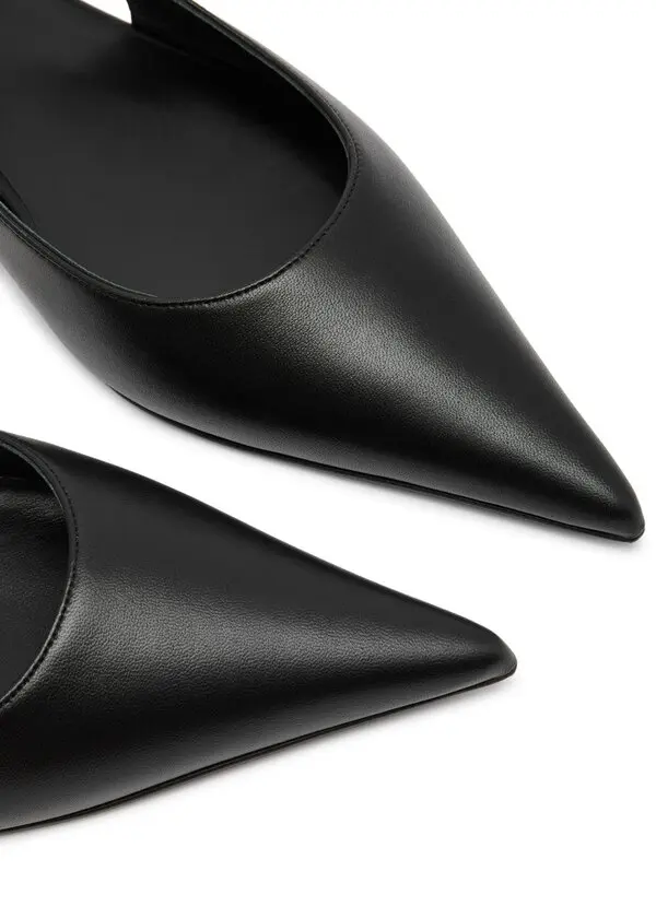 Magda Butrym Leather Slingback Flats With Floral Embellishment