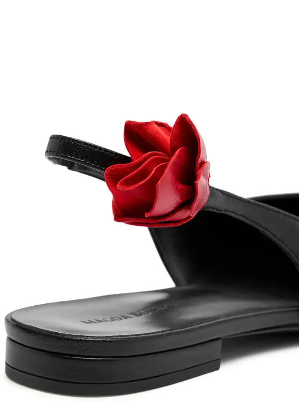 Magda Butrym Leather Slingback Flats With Floral Embellishment