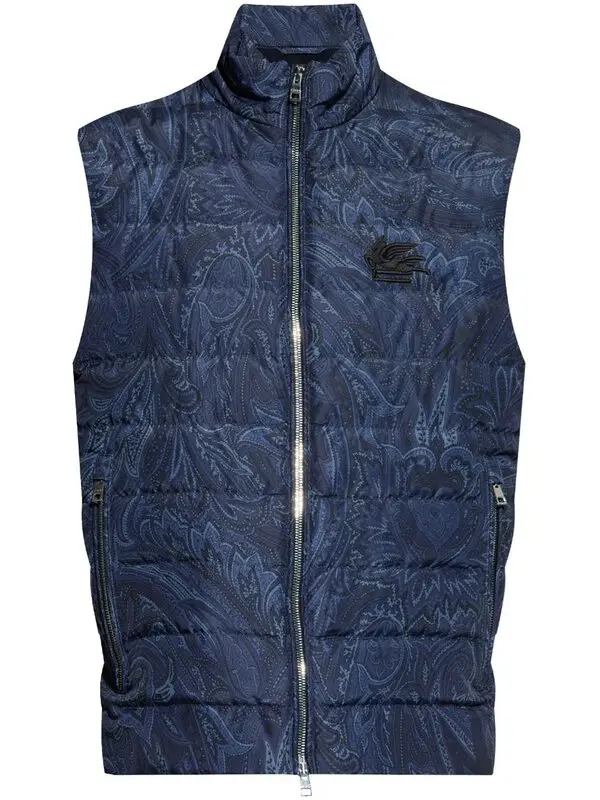 Etro Paisley-print Padded Waistcoat - Blue