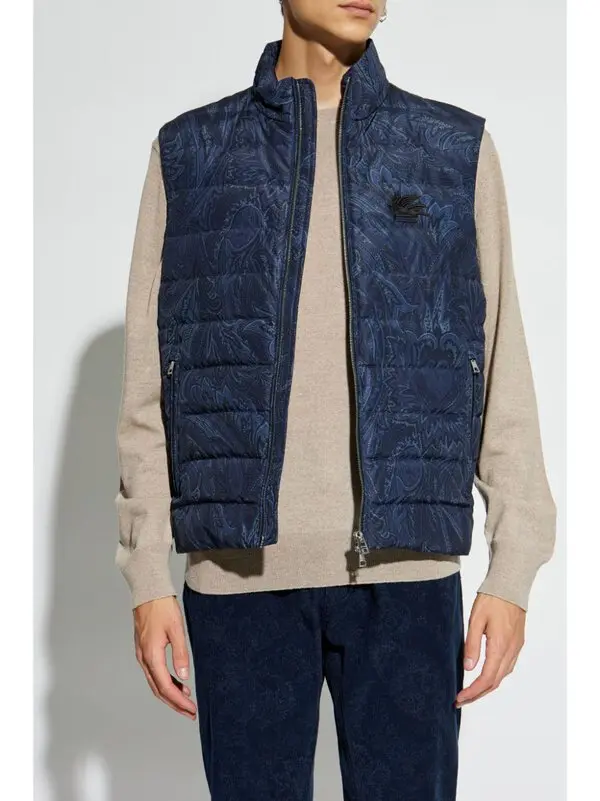 Etro Paisley-print Padded Waistcoat - Blue