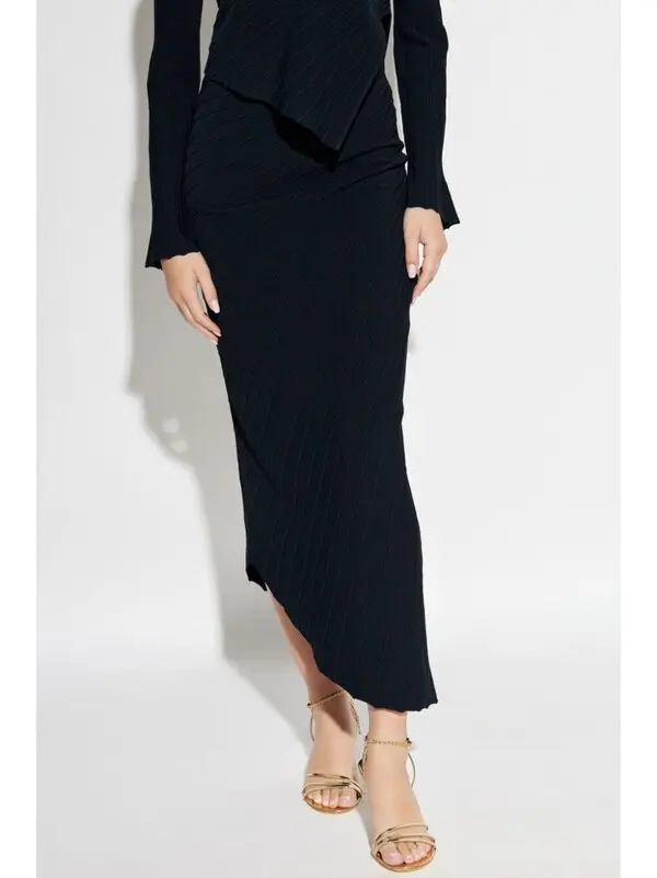 Cult Gaia Plissé Asymmetric Midi Skirt