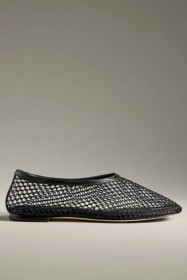 REFORMATION Britt Ballet Flats - Black Mesh