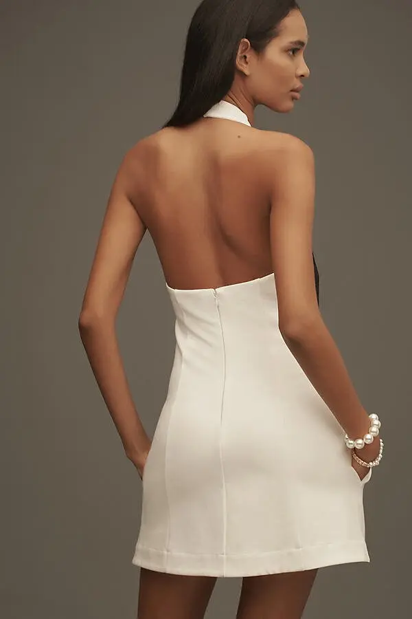 Maeve Halter Bow-Front A-Line Mini Dress In White - 66% Off | Editorialist