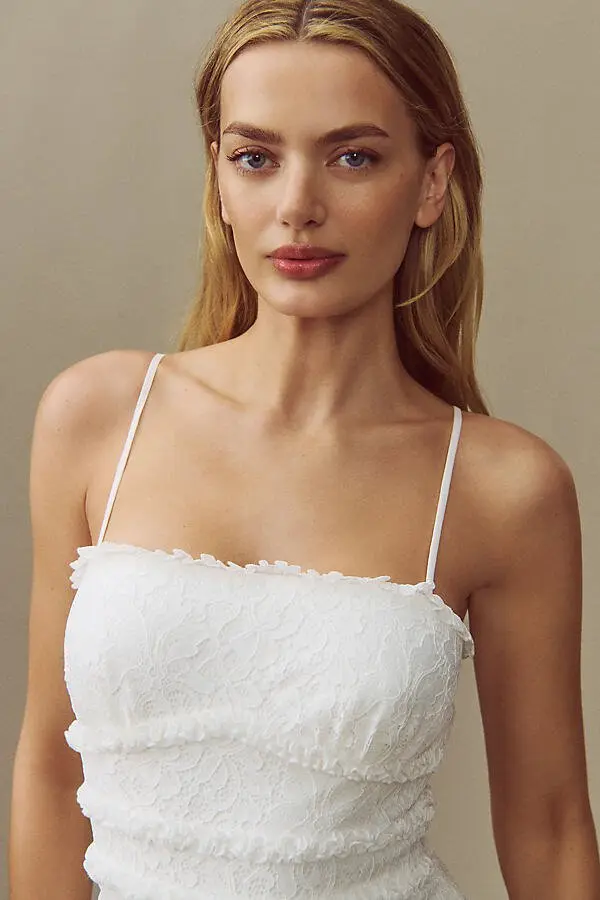 Bhldn Lace Maxi Dress With Ruffle Embellishments In White - 29% Off |  Editorialist