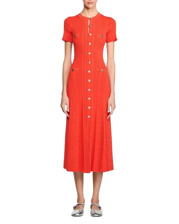 Sandro Milo Button Front Midi Dress - Poppy