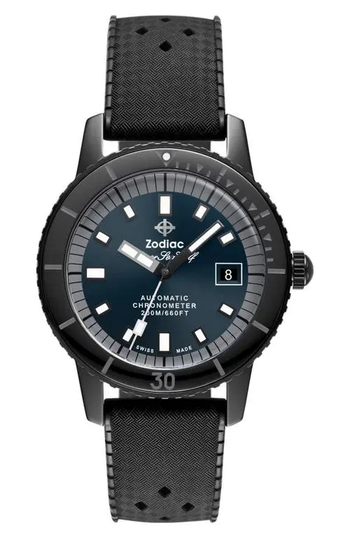 ZODIAC Ceramic Compression Diver Automatic Strap Watch