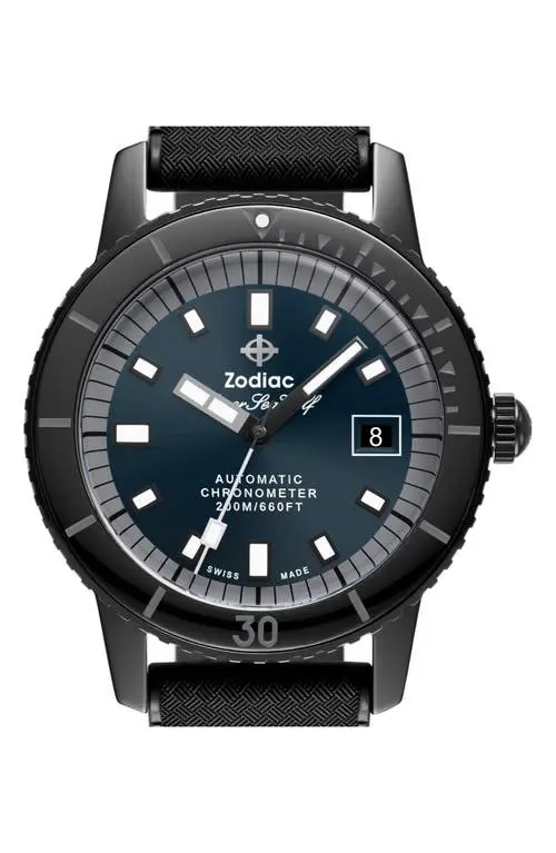 ZODIAC Ceramic Compression Diver Automatic Strap Watch