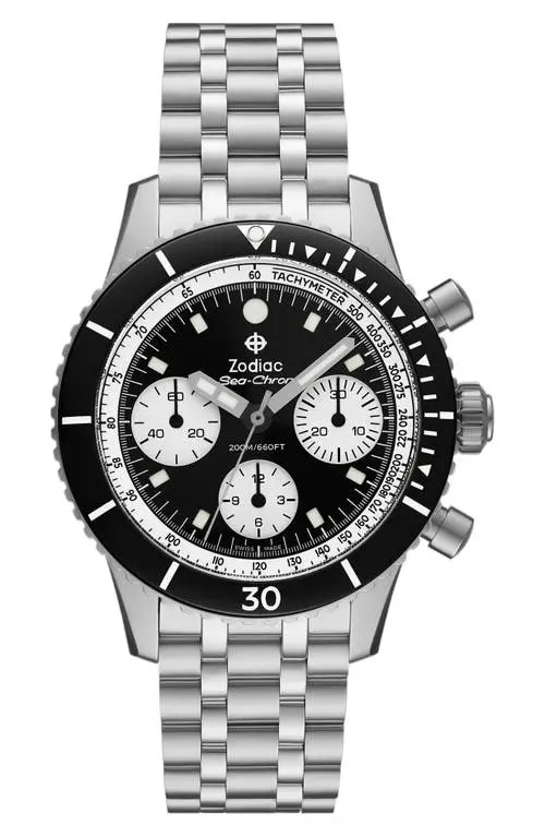 ZODIAC Sea-chron Automatic Chronograph Stainless Steel Watch - Silver