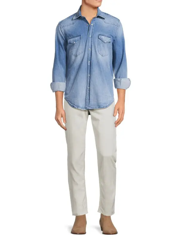 SARTORIO NAPOLI Denim Snap-front Shirt - Light Denim