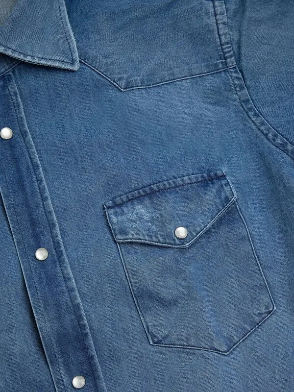 SARTORIO NAPOLI Denim Snap-front Shirt - Light Denim