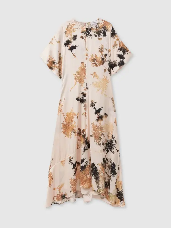 REISS Chrissy Floral Print Midi Dress
