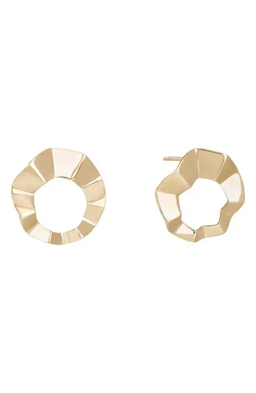 Lana Jewelry 14k Gold Geometric Crinkle Stud Earrings - Yellow