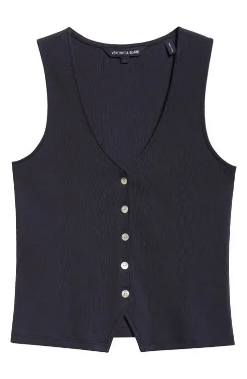 Veronica Beard Hoorne Cotton Ribbed Vest