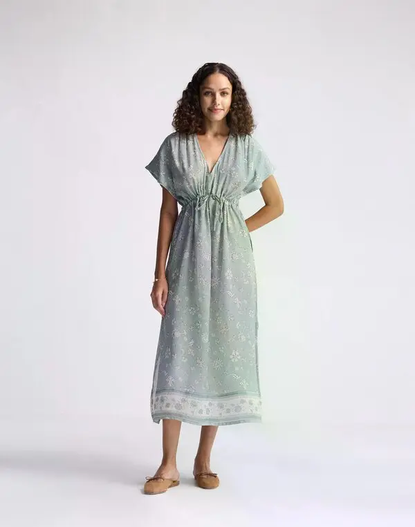 Madewell Reistor Gathered Maxi Dress - Light Green