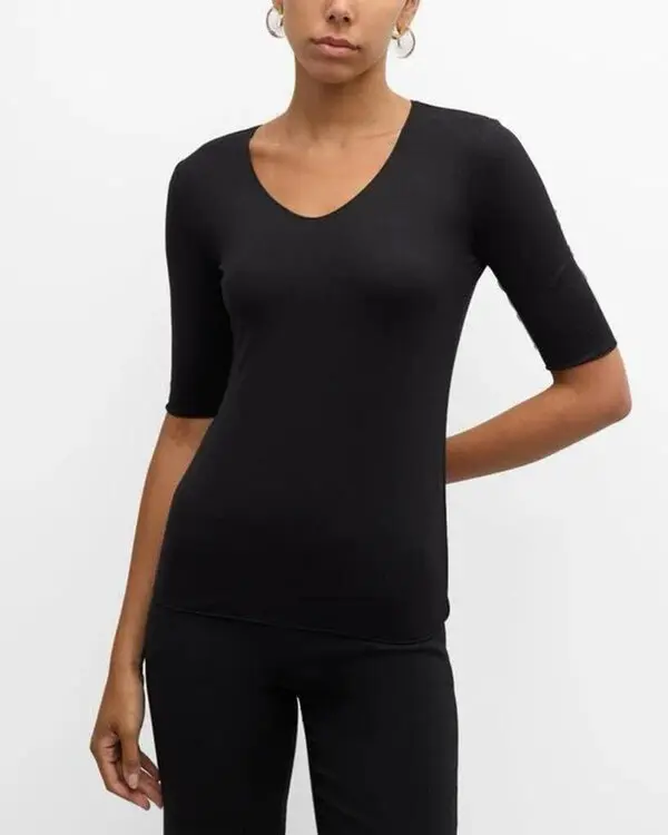 Emporio Armani Fitted Jersey Top - Black