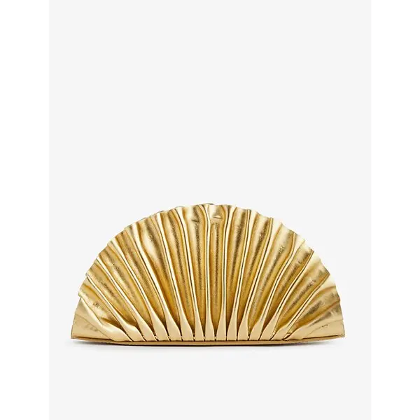 Cult Gaia Nala Pleated Metallic-leather Clutch Bag - Gold